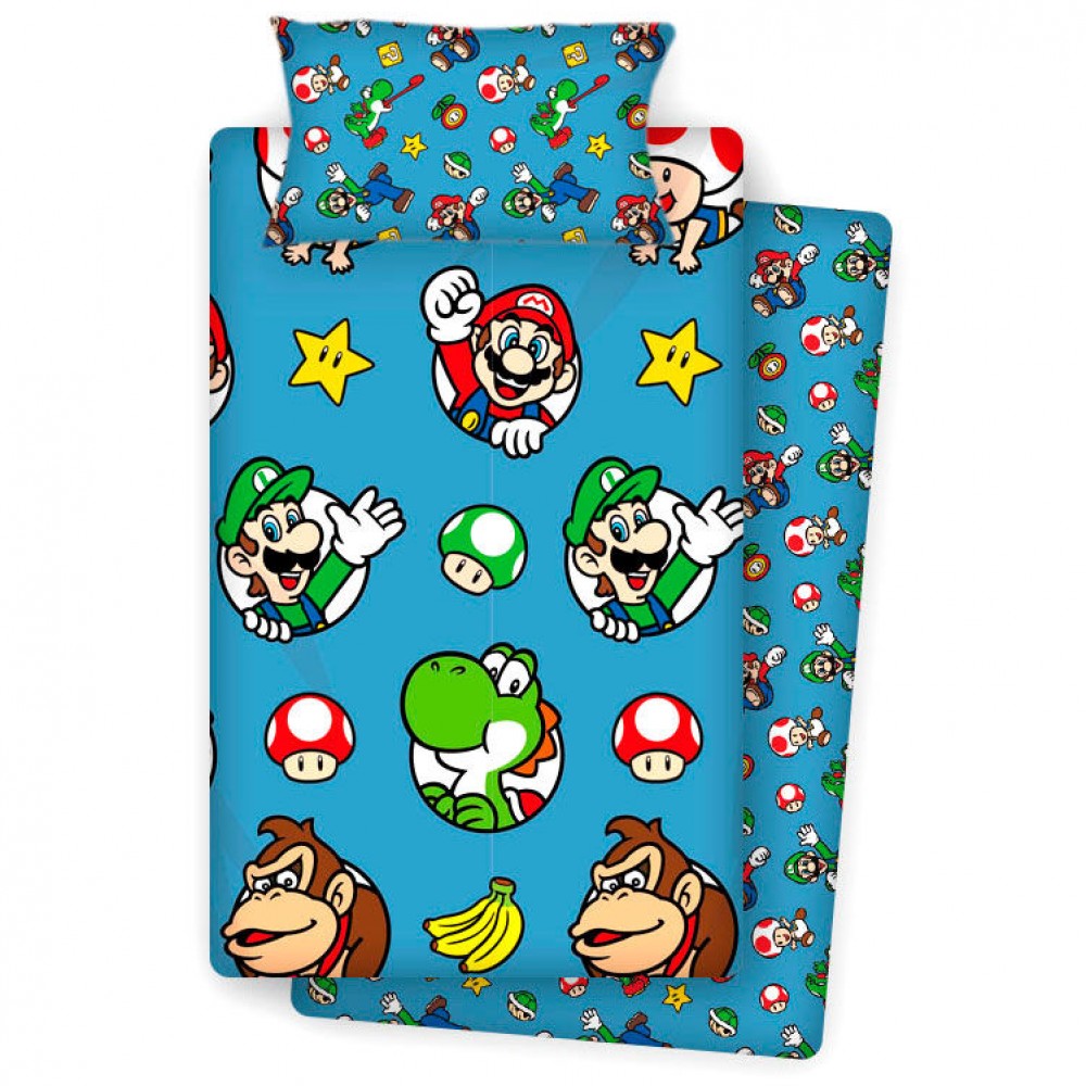 VIDEO GAMES : Super Mario Bros sheets set bed 90cm
